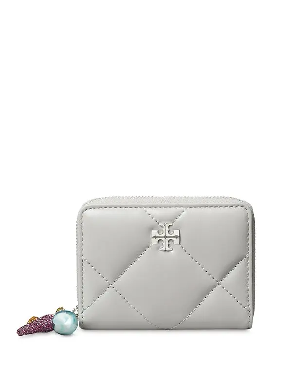 Tory Burch Kira Small Diamond Quilted Leather Zip Around Wallet