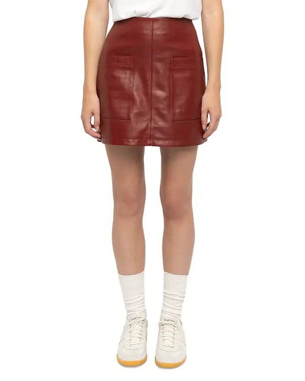 Zadig&Voltaire Jaime Leather Mini Skirt - Cherry
