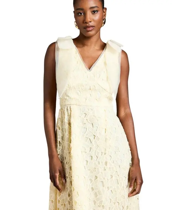 Coast Shoulder Organza Lace Midi Dress
