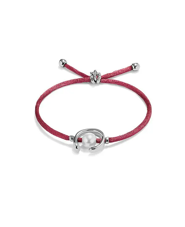 UNODE50 Mauve Thread Bracelet With Pearl Shell Trimmings Plated In Sterling - Silver