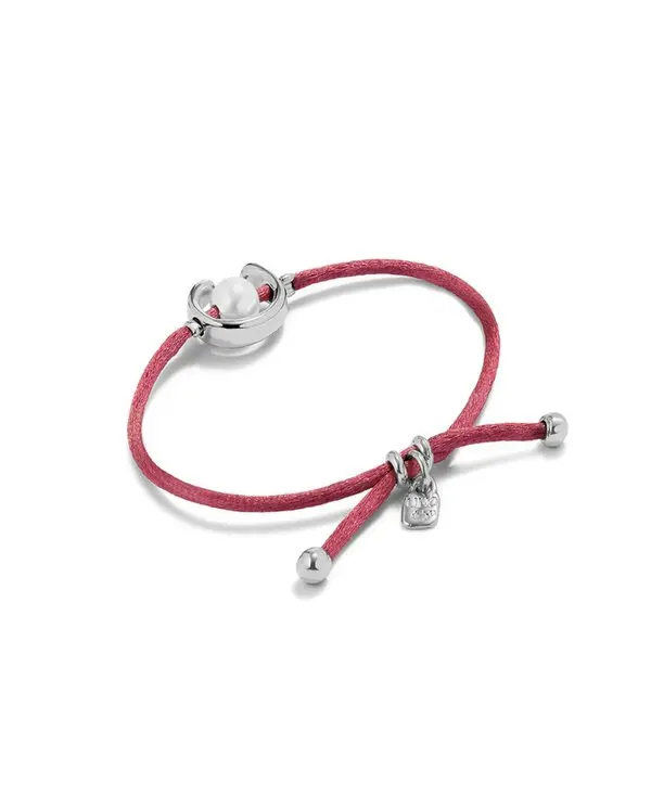 UNODE50 Mauve Thread Bracelet With Pearl Shell Trimmings Plated In Sterling
