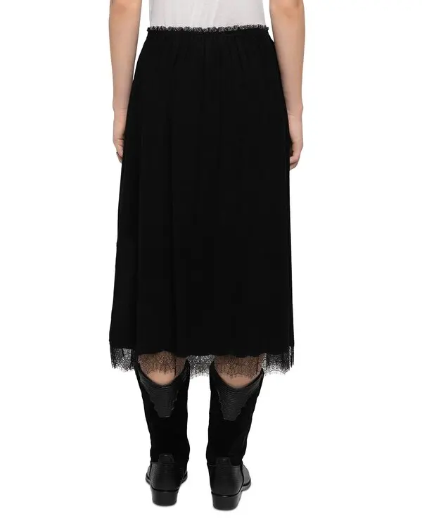 Zadig&Voltaire Jarvis Lace Trim Midi Skirt