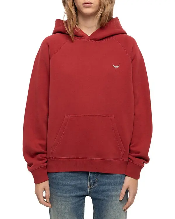 Zadig&Voltaire Georgy Hooded Embellished Back Sweatshirt - Cherry