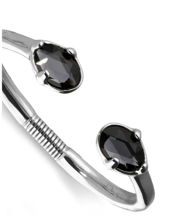 UNODE50 Sterling Plated Rigid Bracelet With Black Crystals