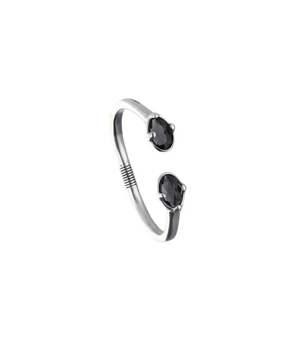 UNODE50 Sterling Plated Rigid Bracelet With Black Crystals