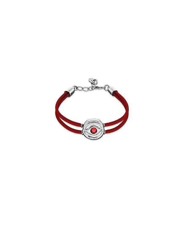 UNODE50 Red Leather Strap With -plated Eye Detail And Crystal - Silver