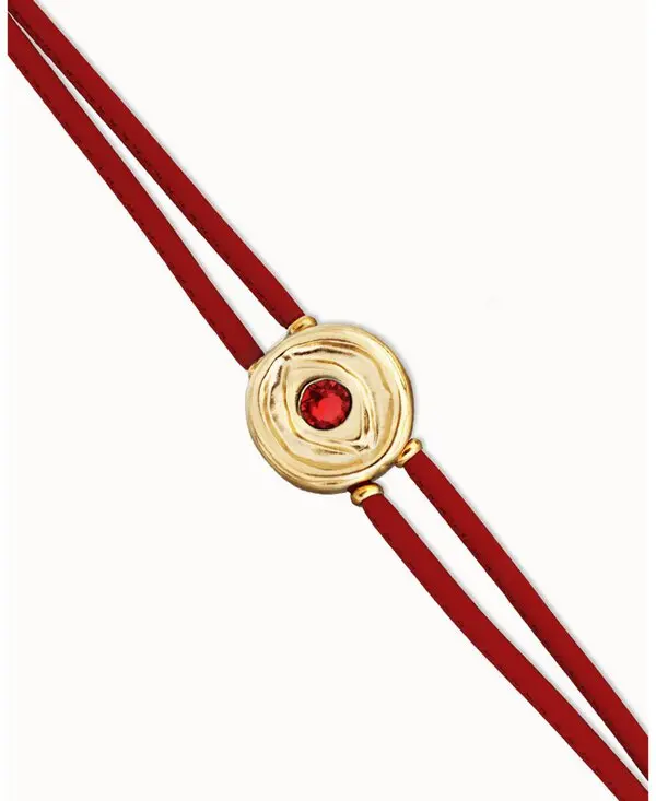 UNODE50 Red Leather Strap With -plated Eye Detail And Crystal