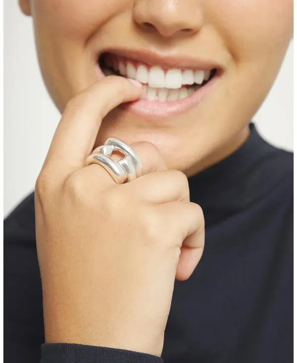 UNODE50 Sterling Plated Ring With Open Tubes