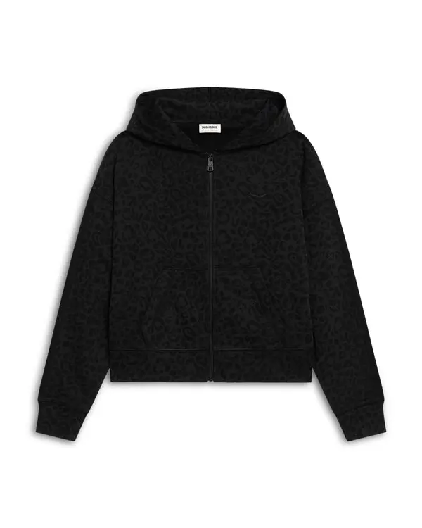 Zadig&Voltaire Cotton Leopard Print Hooded Sweatshirt