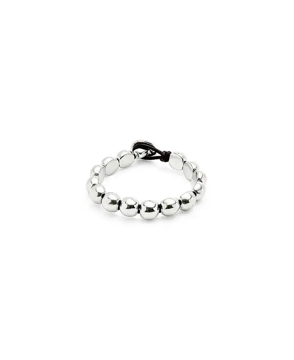 UNODE50 Bracelet With Small Round Beads Plated In Sterling - Silver