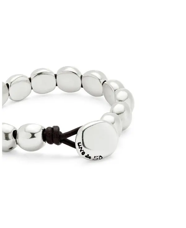 UNODE50 Bracelet With Small Round Beads Plated In Sterling