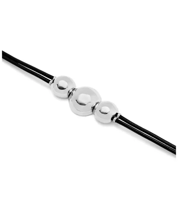 UNODE50 Sterling -plated Leather Strap With Three Large Central Balls