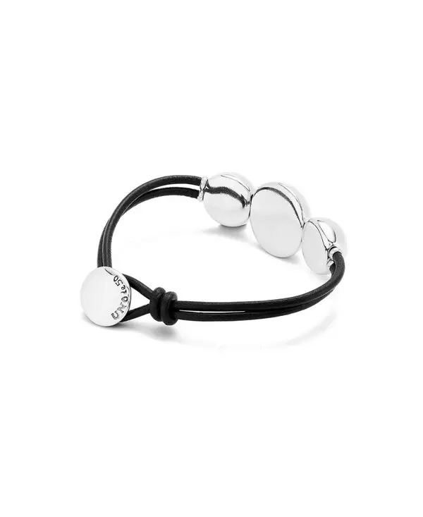 UNODE50 Sterling -plated Leather Strap With Three Large Central Balls
