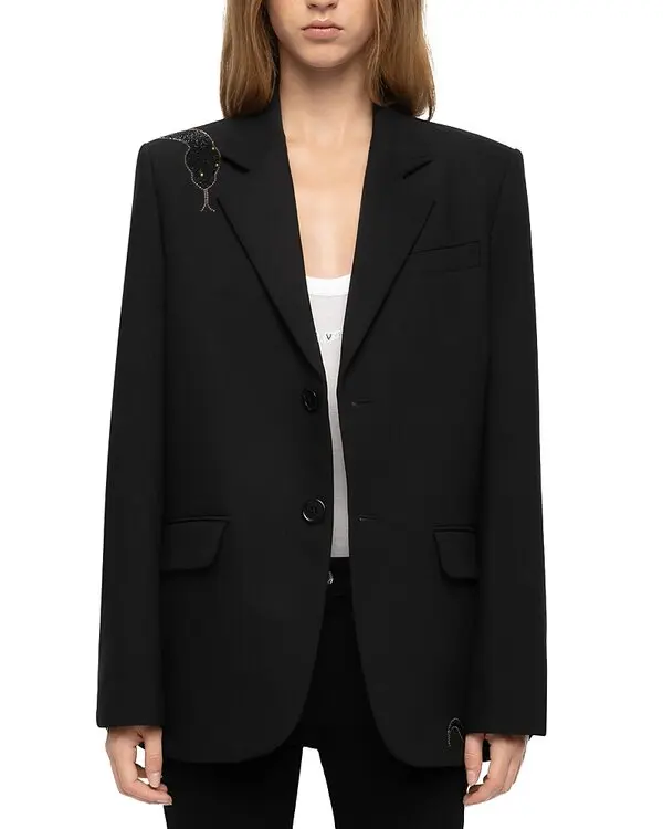 Zadig&Voltaire Vanille Snake Embellished Blazer - Black