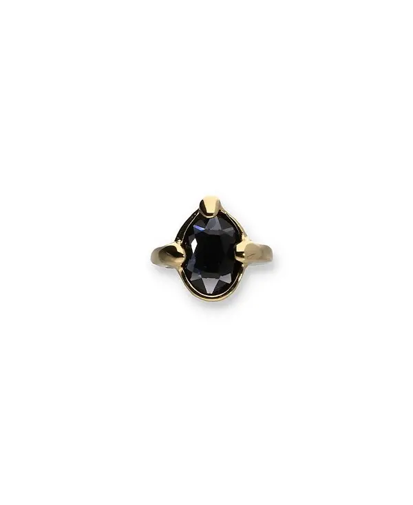 UNODE50 Plated Ring With Black Faceted Crystal - Gold