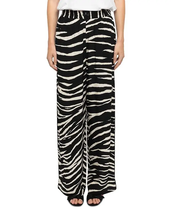 Zadig&Voltaire Pin Zebra Print Pull On Pants - Black