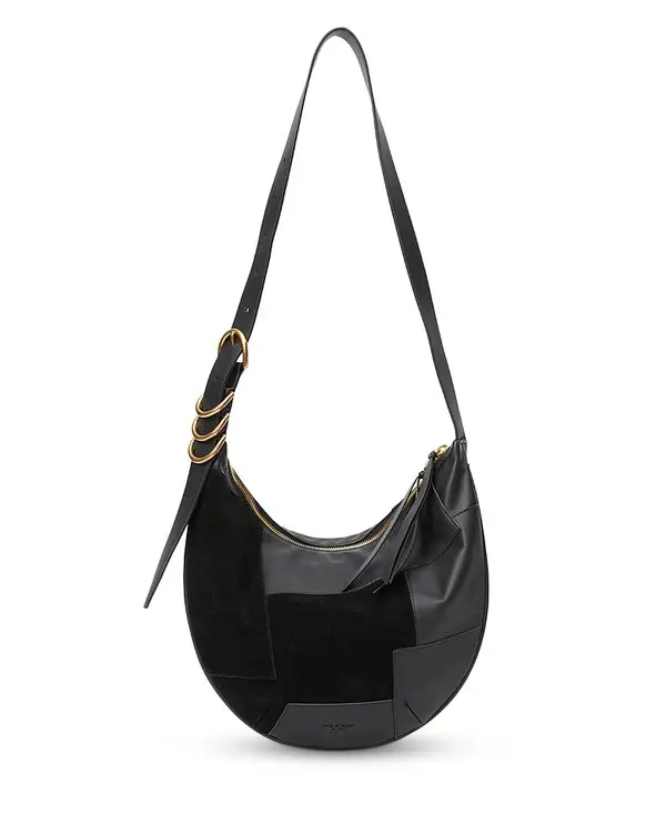 Rag & Bone Mercer Medium Patent Leather Hobo Bag - Jet