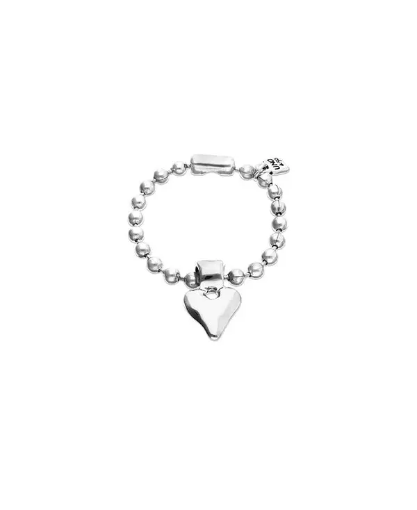 UNODE50 Sterling Plated Ball Bracelet With Heart Detail - Silver