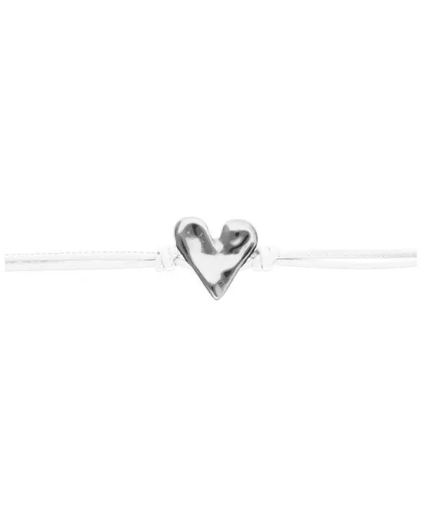 UNODE50 White Leather Bracelet With Sterling -plated Heart Detail