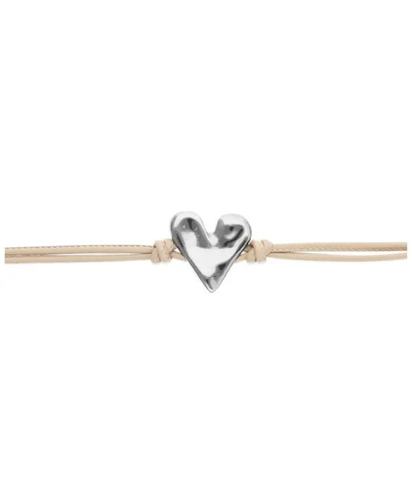 UNODE50 Camel Leather Bracelet With Sterling -plated Heart Detail