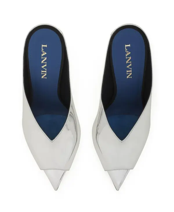 LANVIN Midnight Step Mule In Metallic Leather