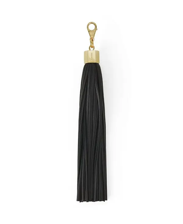 LANVIN Leather Pompom Bag Charm With Gold Tone Hardware - Black