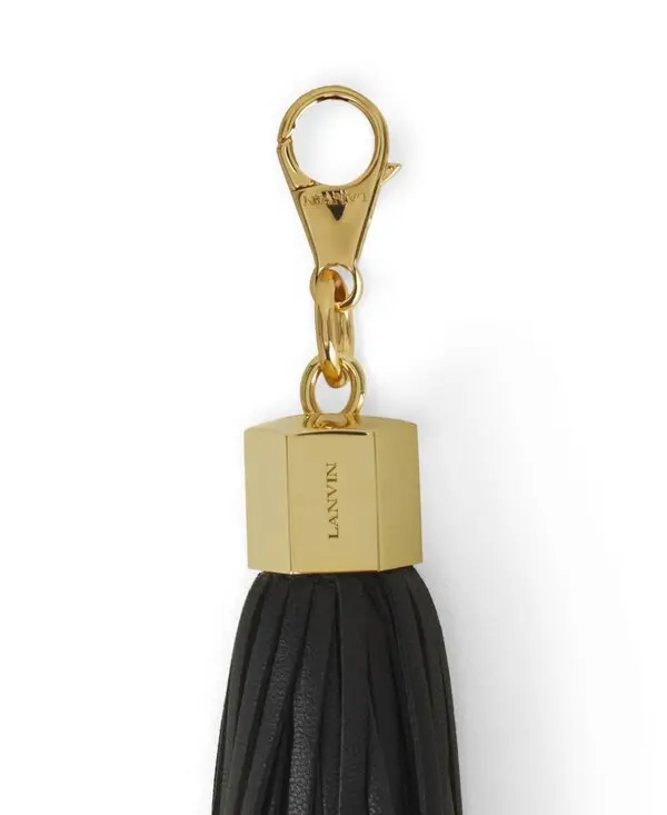 LANVIN Leather Pompom Bag Charm With Gold Tone Hardware