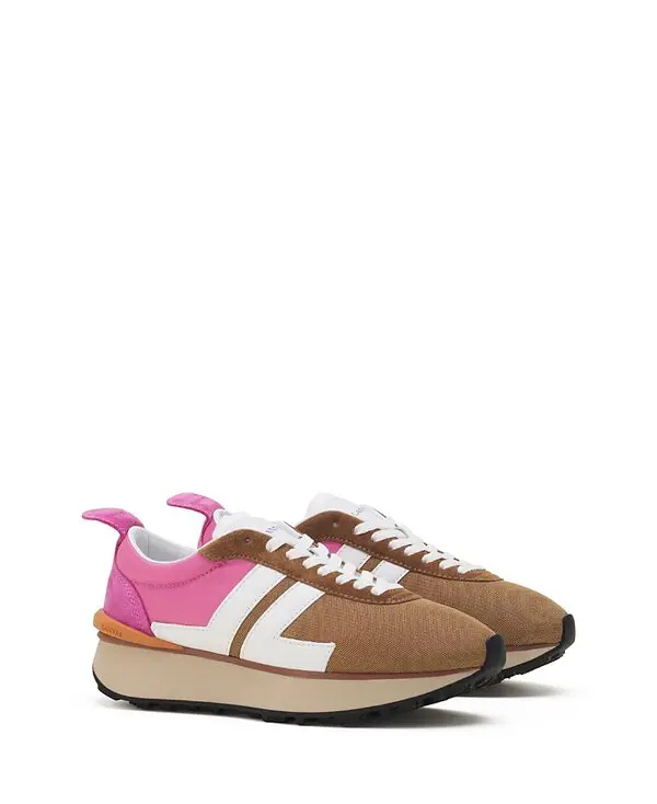 LANVIN Bumpr Sneakers In Nylon And Mesh - Red/lilac
