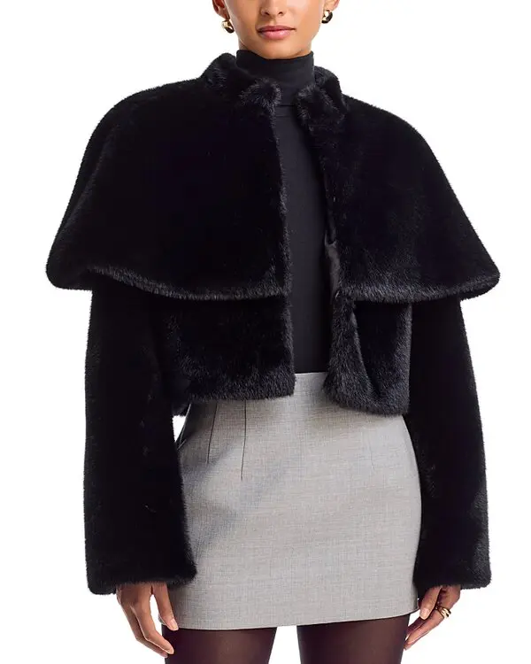 ET OCHS Vlad Faux Fur Cape Jacket - Black