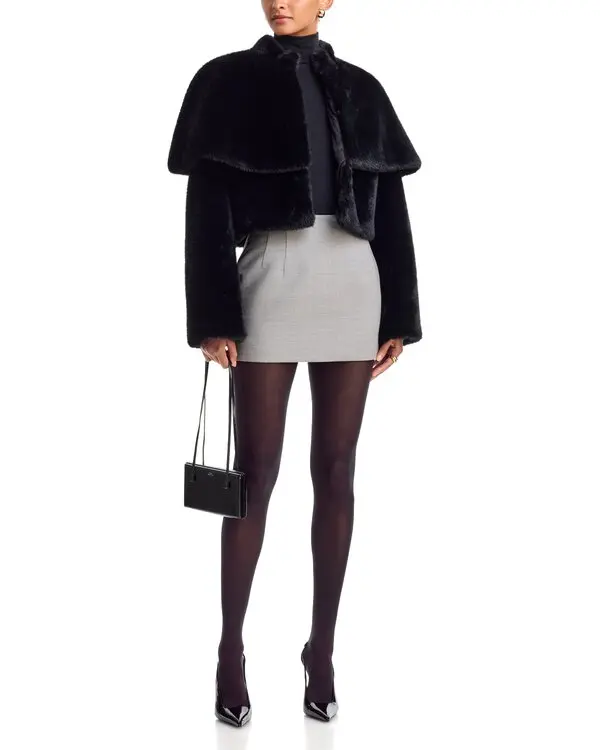 ET OCHS Vlad Faux Fur Cape Jacket - Black