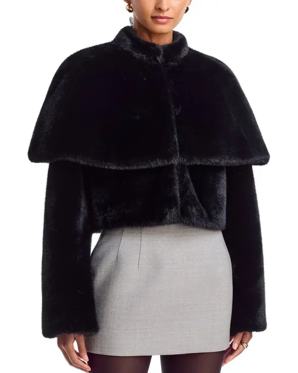 ET OCHS Vlad Faux Fur Cape Jacket - Black