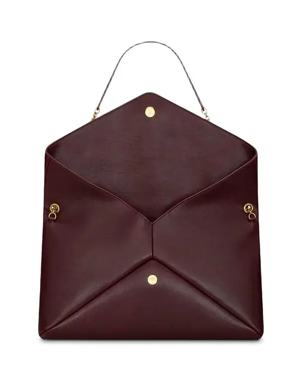 Saint Laurent Cassandre Large Pouch On Chain In Shiny Leather