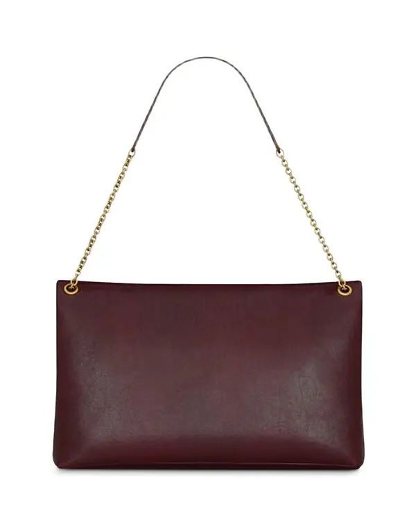 Saint Laurent Cassandre Large Pouch On Chain In Shiny Leather