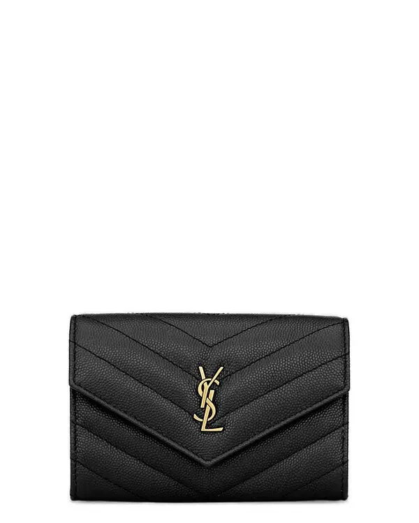 Saint Laurent Cassandre Wallet In Grain De Poudre Leather