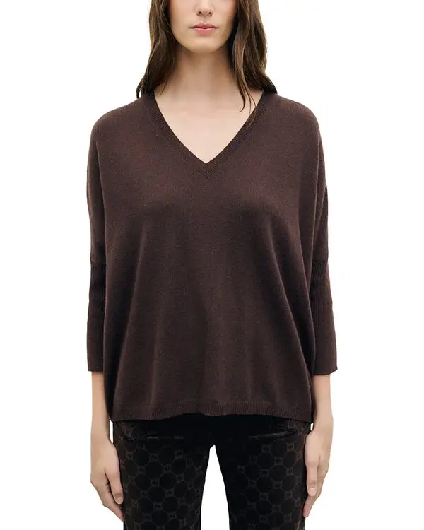 Gerard Darel Resa Cashmere V Neck Sweater - Brown