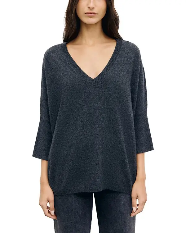 Gerard Darel Resa Cashmere V Neck Sweater - Charcoal