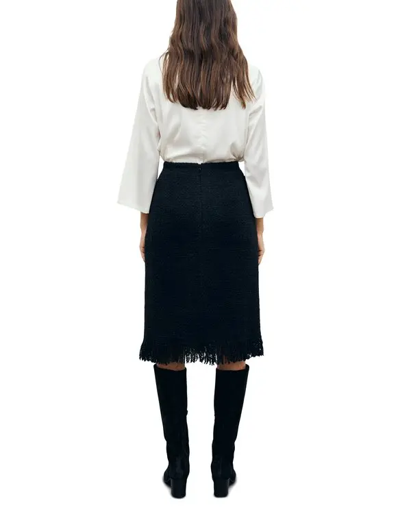 Gerard Darel Fringe Trim Midi Skirt