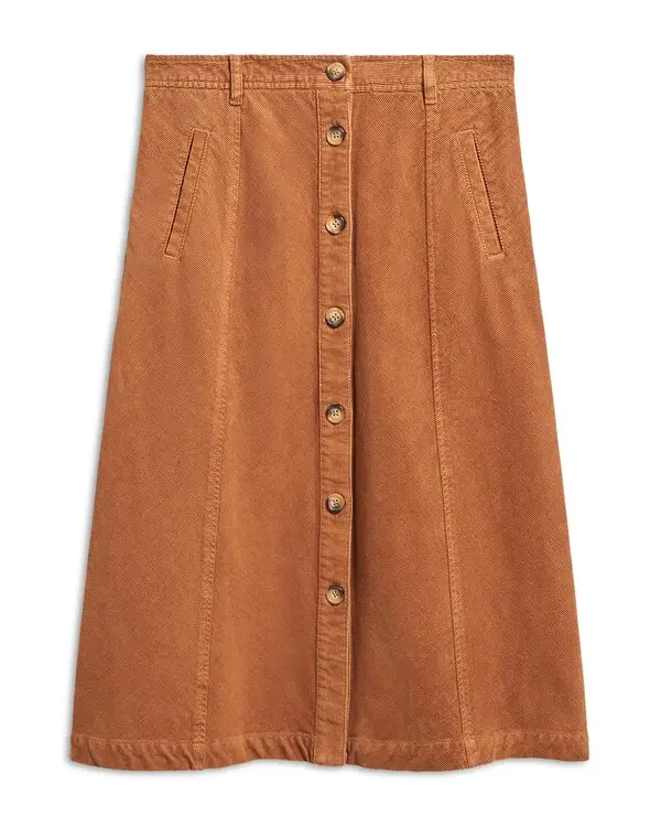 Gerard Darel Tiphaine Velvet Cotton Stretch Midi Skirt