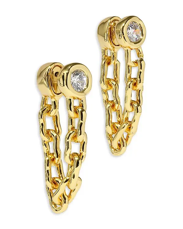 Alexis Bittar Asterales Cubic Zirconia Chain Linked Front To Back Earrings - Gold
