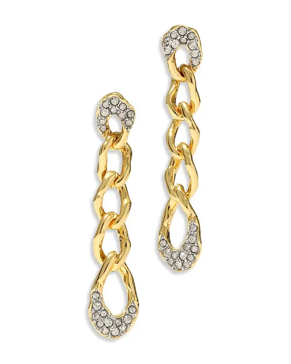 Alexis Bittar Solanales Crystal Chain Link Drop Earrings - Gold