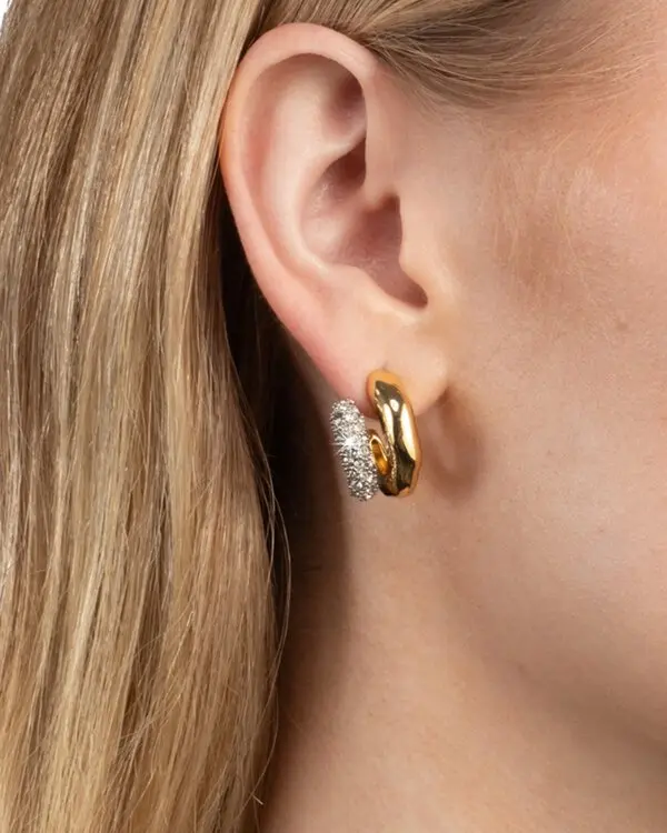 Alexis Bittar Solanales Crystal Double Row Hoop Earrings