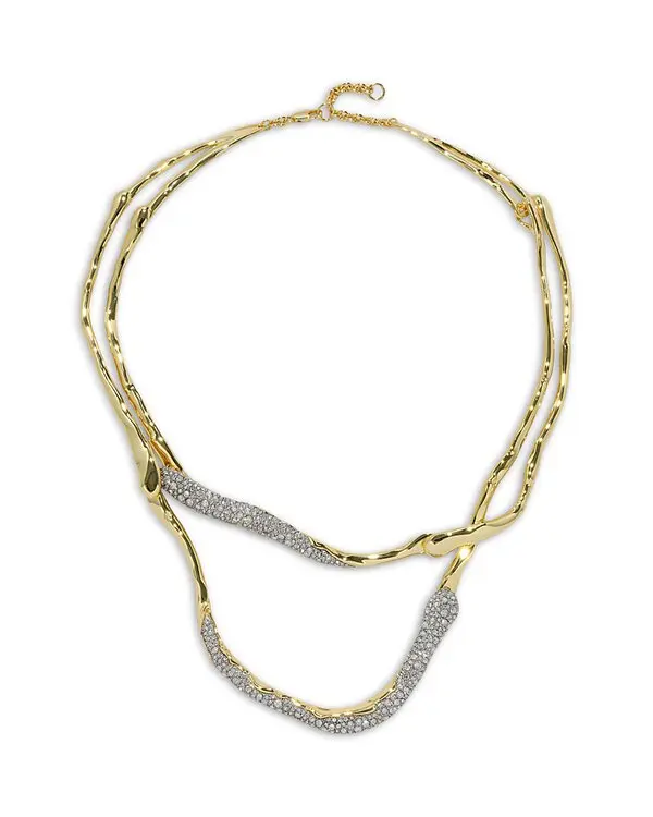 Alexis Bittar Solanales Crystal Twisted Structured Collar Necklace, 5.25 - Gold