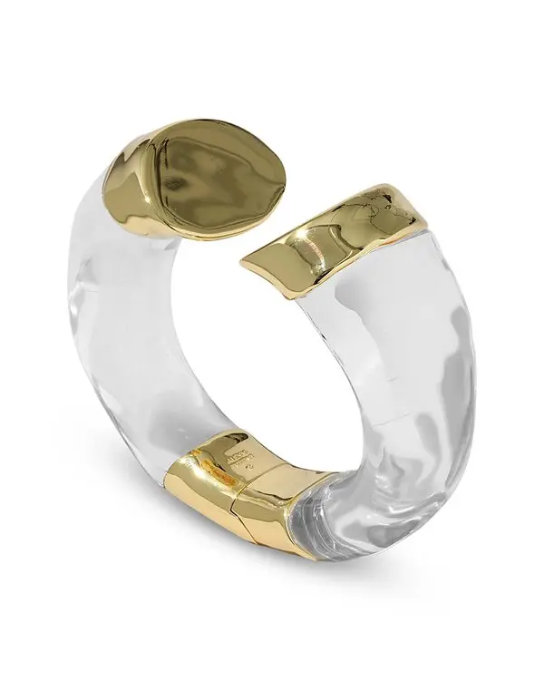 Alexis Bittar Liquid Lucite Gold Slice Capped Cuff Bracelet - Clear