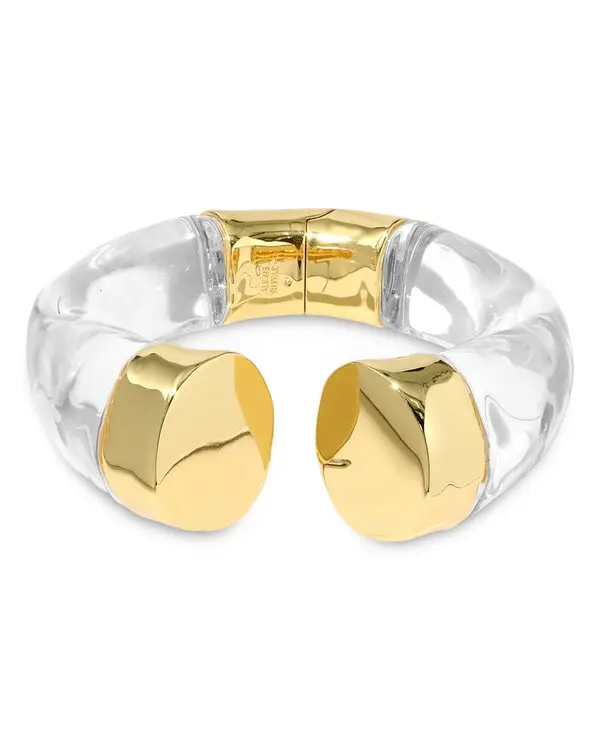 Alexis Bittar Liquid Lucite Gold Slice Capped Cuff Bracelet