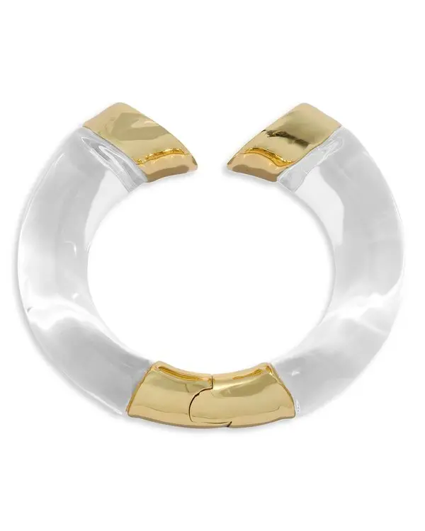 Alexis Bittar Liquid Lucite Gold Slice Capped Cuff Bracelet