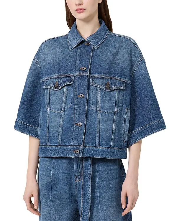 Max Mara Elbow Sleeve Denim Jacket - Navy