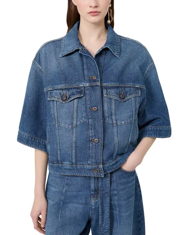 Max Mara Elbow Sleeve Denim Jacket - Navy