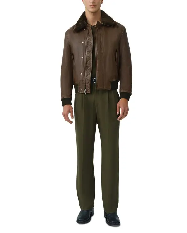 Simkhai Anderson Leather Jacket With Shearling Collar