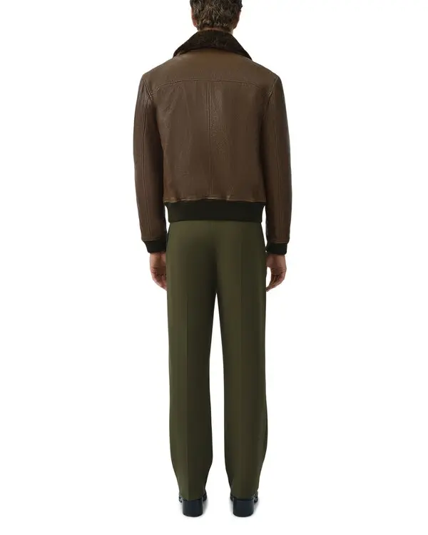 Simkhai Anderson Leather Jacket With Shearling Collar