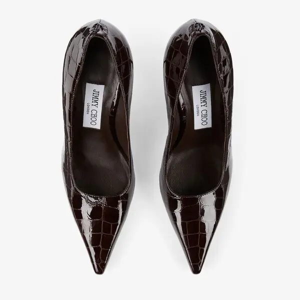 JIMMY CHOO Ixia 80 Shiny Croc-embossed Leather Pumps